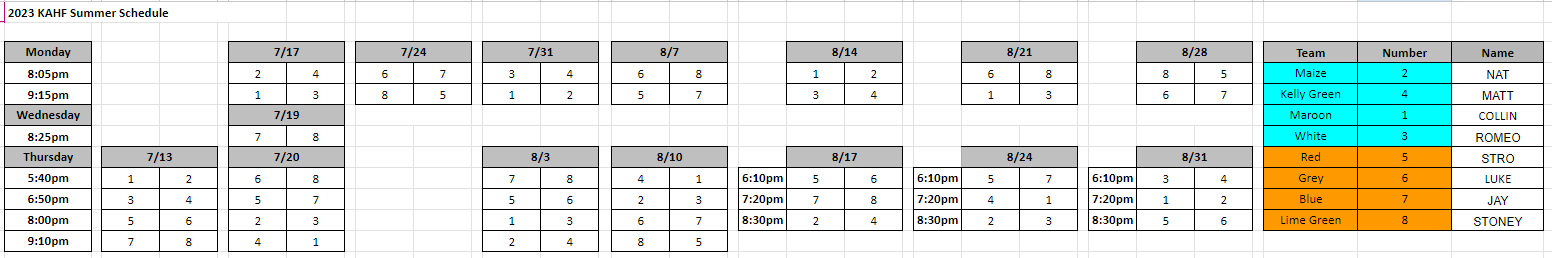 Summer 2023 schedule - Keene Community Ice Arena